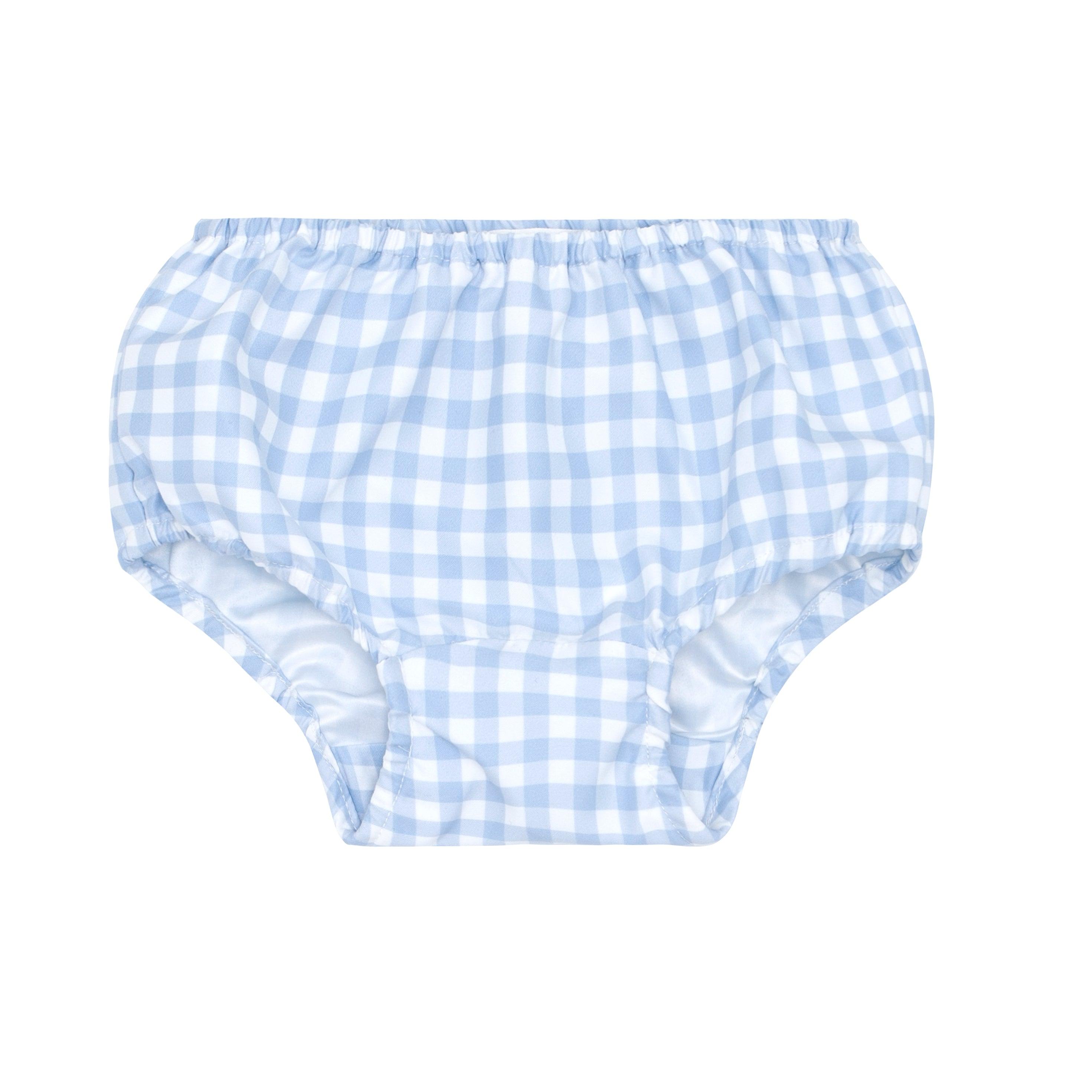 baby oasis blue gingham diaper cover | minnow swim